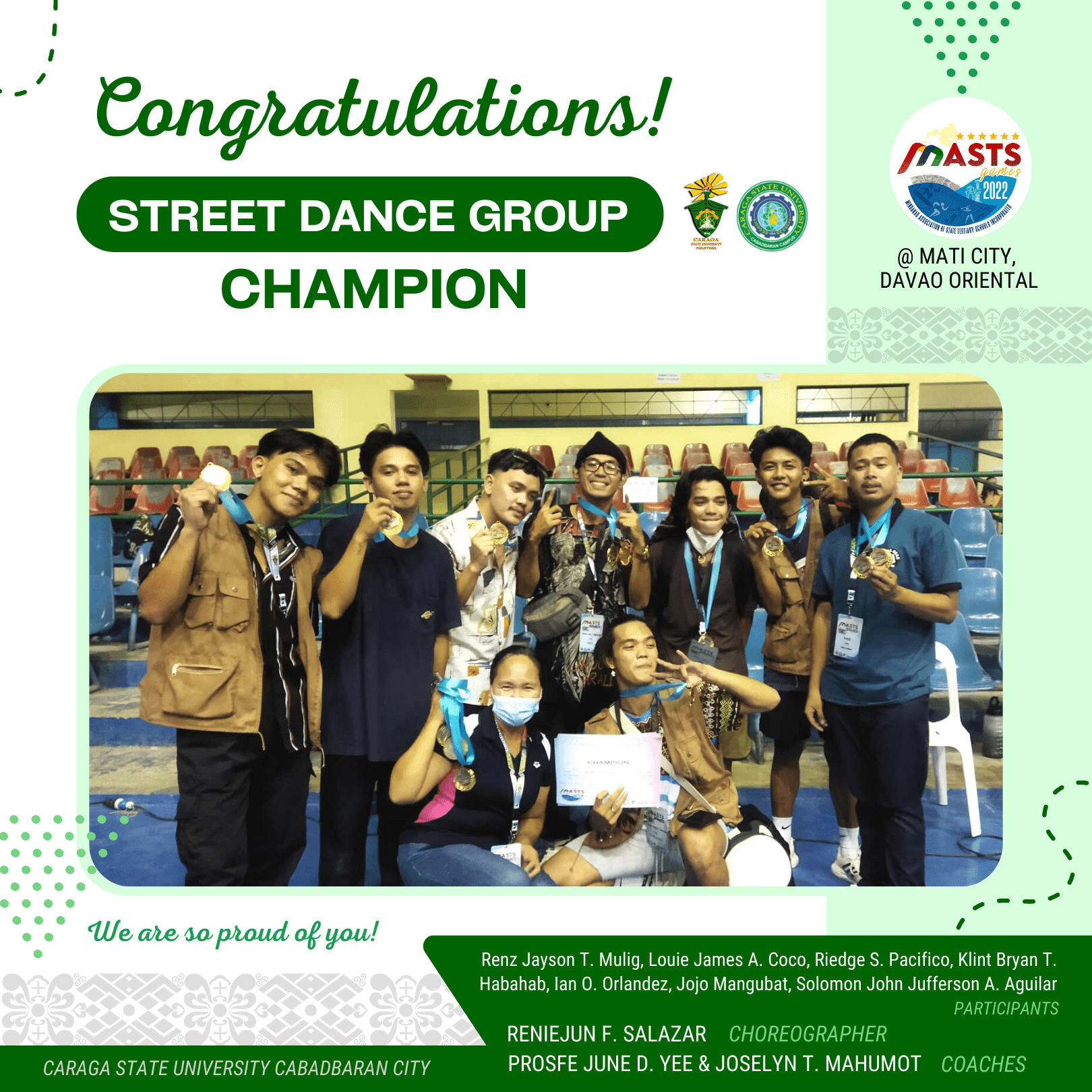 CSUCC Students Win Awards in MASTS Socio-Cultural Arts Fest - CARAGA ...