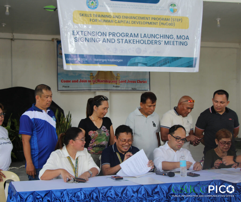 CSUCC Inks MOA with Barangay Kauswagan - CARAGA STATE UNIVERSITY